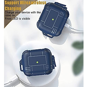 Wonjury for Airpods Pro Case Cover for Men with Lock, Military Armor Series Full-Body AirPod Pro Case with Keychain Cool Air Pod Pro Shockproof Protective Case for AirPods Pro 2019, Spring Lock Blue