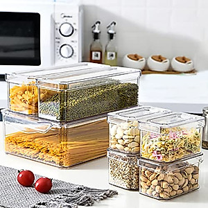 Fridge Organizers and Storage Clear, Fruit Containers for Fridge Stackable Organizers with Lid, Plastic Vegetable Refrigerator Organizer Bins, Freezer, Kitchen Organization and Storage, 7 Pcs/Set