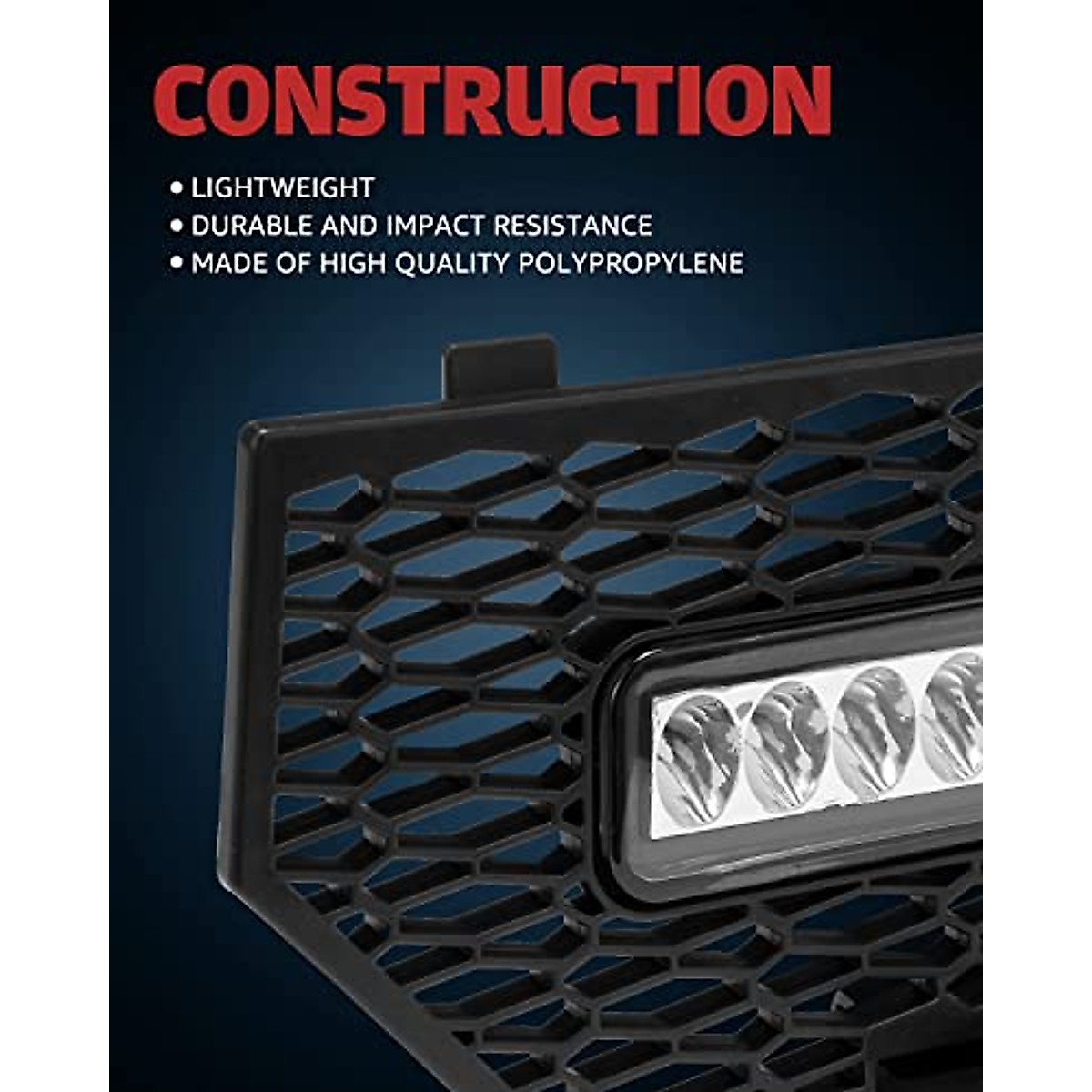 ATV Sportsman Front Mesh Grill With Light, A & UTV PRO Black Grille with LED Light Bar for 2017-2022 Polaris Sportsman XP 1000 SP 850 Accessories