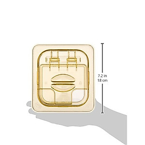 Cambro 60HPLN150 Amber 1/6 Size Notched H-Pan FlipLid