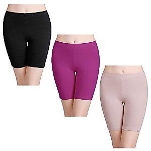 wirarpa Women's Cotton Underwear Boy Shorts Under Dresses Long Leg Panties Anti Chafe Bloomers 3 Pack Multicolored 3X-Large