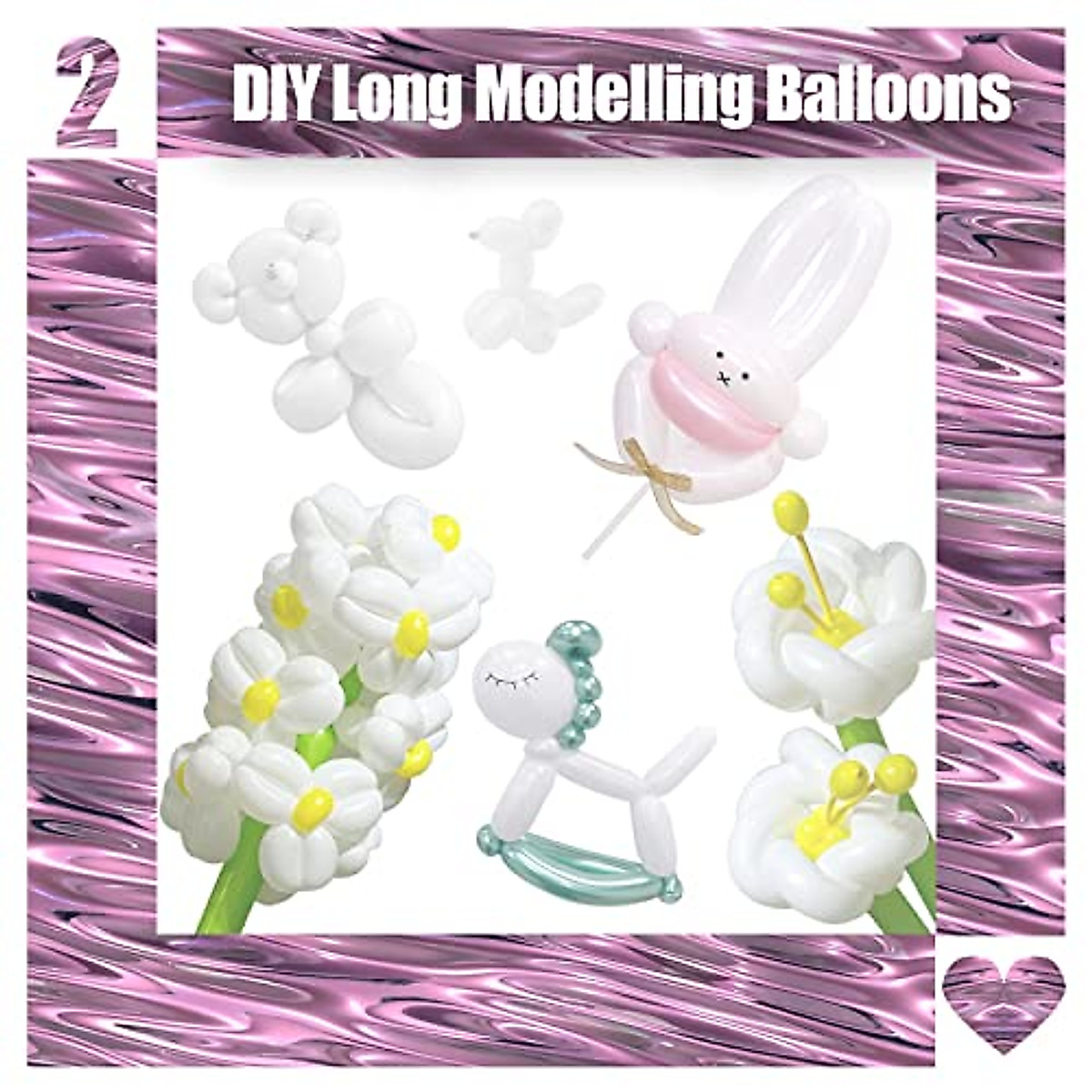 100 Pcs Long Balloons Twisting Balloons DIY 260 Latex Balloon Long Balloons for Birthday Wedding Decor, Party Decoration, Ties Balloons (White)