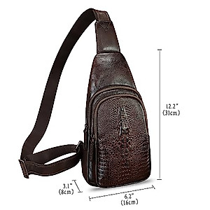 Genuine Leather Sling Bag Retro Crossbody Sling Backpack Handmade Chest Purse Daypack Cycling Fanny Pack (Coffee)