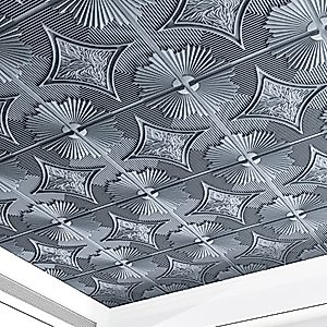 Art3d Drop Ceiling Tiles 24x24 in Grey (12-Pack, 48 Sq.ft), 3D Wainscoting Panels Glue Up 2x2