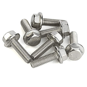 M6 x 12mm Flanged Hex Head Bolts Flange Hexagon Screws, Stainless Steel A2, DIN 6921, 25 PCS