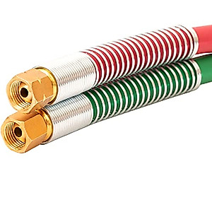 SPARC Oxy Acetylene Grade T Welding Hose 3/16" B Fittings + Strain Relief Set 1YR USA Warranty (15FT)