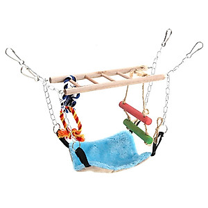 Pet Climbing Rope Net, Bird Climbing Rope Ladder Small Animal Ferret Parrot Rat Bird Swing Rope Hanging Net Cage Pets Swing Bed Toy for Birds Rats Hamster