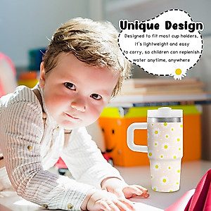 Daisy Gifts for Girls Women, Cute Daisys Tumbler with Handle for Kids 14 Oz, Daisy Lovers Gifts for Little Girl, Insulated Stainless Steel Daisies Flower Cups, Floral Birthday Gift for Daughter