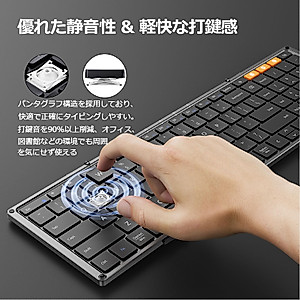 ProtoArc Foldable Bluetooth Keyboard, XK01 Folding Wireless Portable Keyboard with Numeric Keypad, Full-Size Travel Keyboard for iPad Tablet Smartphone Laptop PC Windows iOS Android, Space Gray