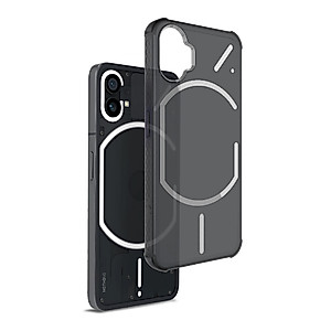 TUDIA Rugged Fit Designed for Nothing Phone (1) Case, [SKN] Shockproof Anti-Yellowing Slim Grip Semi-Transparent TPU Bumper Reinforced Corners Drop Protection for Nothing 1 Phone Case - Frosted Black