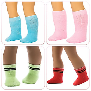 BDDOLL 9 Pairs 18 Inch Girl Doll Shoes and 4 Pairs Socks Accessories for 18 Inch Doll - Including Roller Skates Casual Shoes Princess Shoes Cotton Shoes