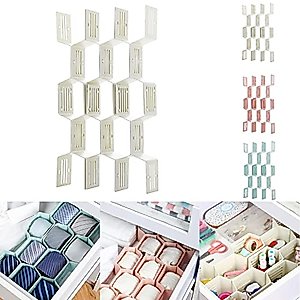 benbigbee Honeycomb Drawer Organizer, 12 Pcs Adjustable Underwear Organizer For Drawer Sock Clothes, Drawer Dividers Organizer For Belts, Ties, Clothing, Makeup, Office Supplies (White)