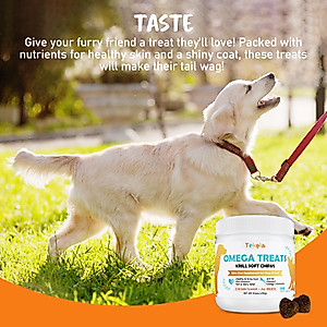 180 Chews Omega 3 for Dogs & Cats - with Krill - Skin and Coat Supplement - Dry & Itchy Skin Relief - Allergy Relief - Shiny Coats - No Shedding - EPA & DHA, Vitamins and Minerals - Chicken Flavor