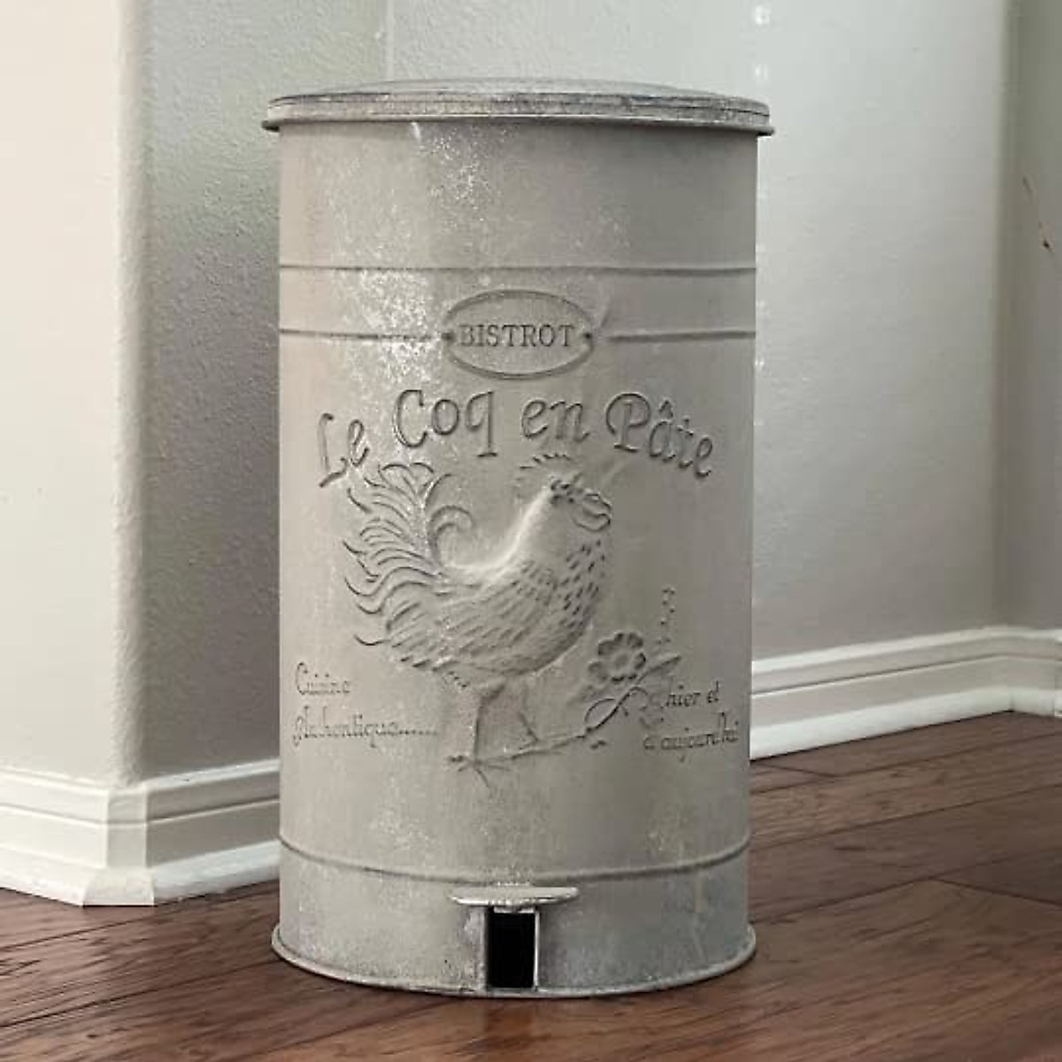 Trash Cans Kitchen 6 Gallons Trash Bin Waste Basket for Kitchen Farmhouse Trash Can with Lid Metal Trash Can