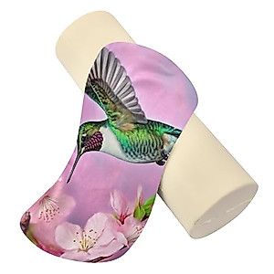 xigua Bird Hummingbird Neck Roll Pillow for Neck Relief with Removable Washable Cover - Memory Foam Round Cylinder Bolster, Ergonomically Designed for Head, Neck, Back, and Legs