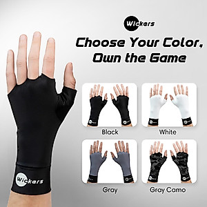 Wickers Fingerless Athletic Gloves Liners Men (Medium Black) - Sport Gloves Liner, Lacrosse Glove Liners, Ski Glove Liners, Thin Glove Liners Men, Pickleball Gloves Liner, Hockey Gloves Liners