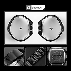 PASOY Men's Digital Multi-Function Watches Dual Time Alarm Stopwatch Countdown Backlight Waterproof Watch (Gold)