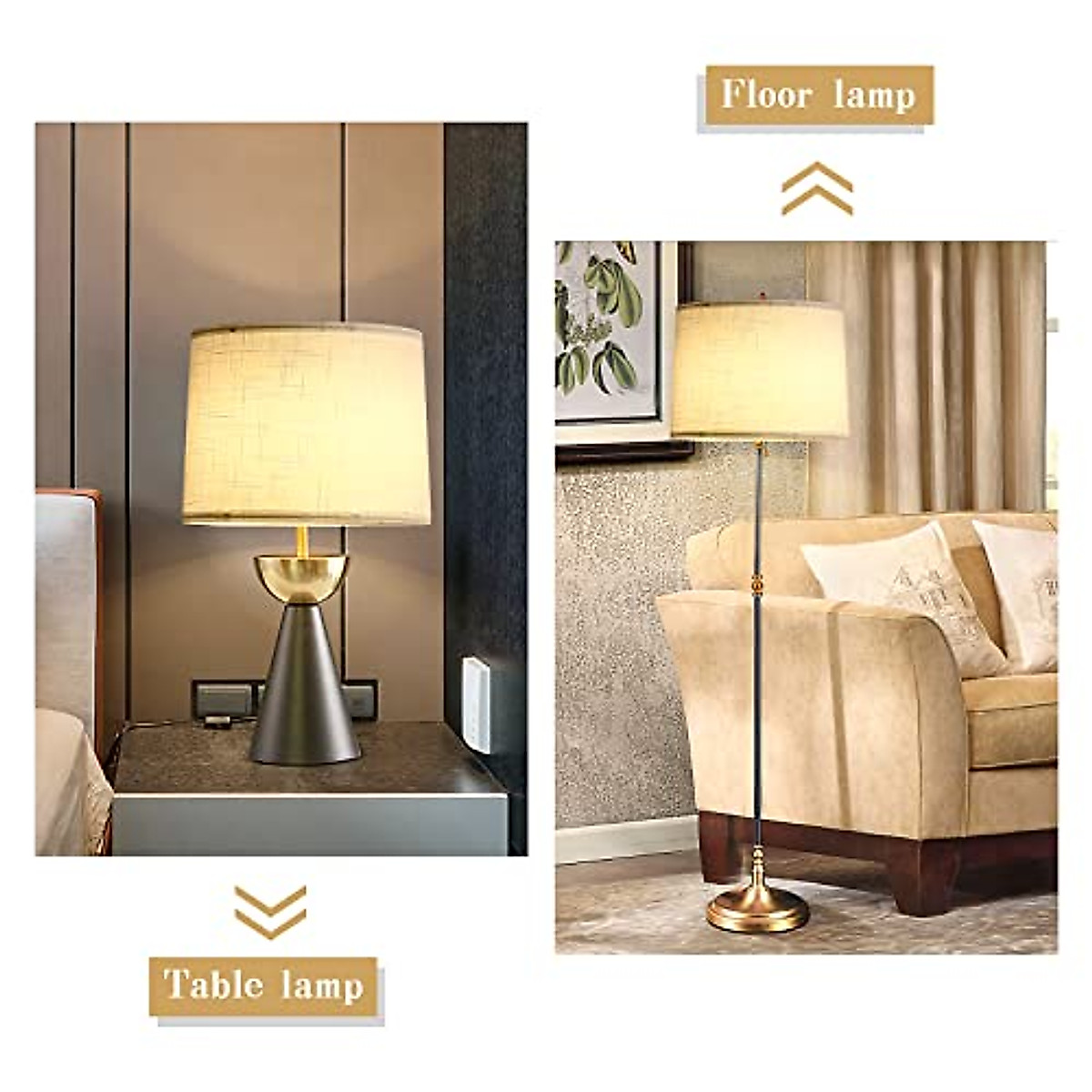 Eidonta Set of 2 White Lamp Shade Drum Lampshades for Table Lamp, 11.8"x12.6"x9.8", Medium Fabric Natural Linen Hand Crafted Lampshades, Double Shade Replacements for Floor Lamp, Spider Fitter