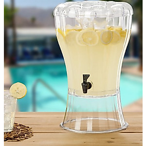 Buddeez Clear Drink 3.5 Gallon Plastic Beverage, Comes with Stand, Spigot, Ice Cone, Large Punch Dispenser for Parties