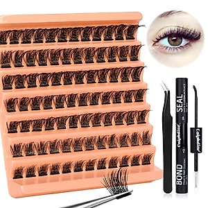 DIY Lash Extension Kit Lash Clusters Natural Look with Bond and Seal DIY Eyelash Extension Kit Lash Applicators for Individual Lashes D Curl Eyelash Clusters with Mascara Brush Cluster Lashes Glue