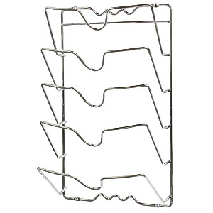 DecoBros Wall Door Mounted Pot Lid Rack, Chrome Finish