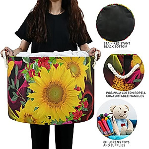 ALAZA Sunflower Butterfly Flowers Floral Storage Basket Gift Baskets Large Collapsible Laundry Hamper with Handle, 20x20x14 in