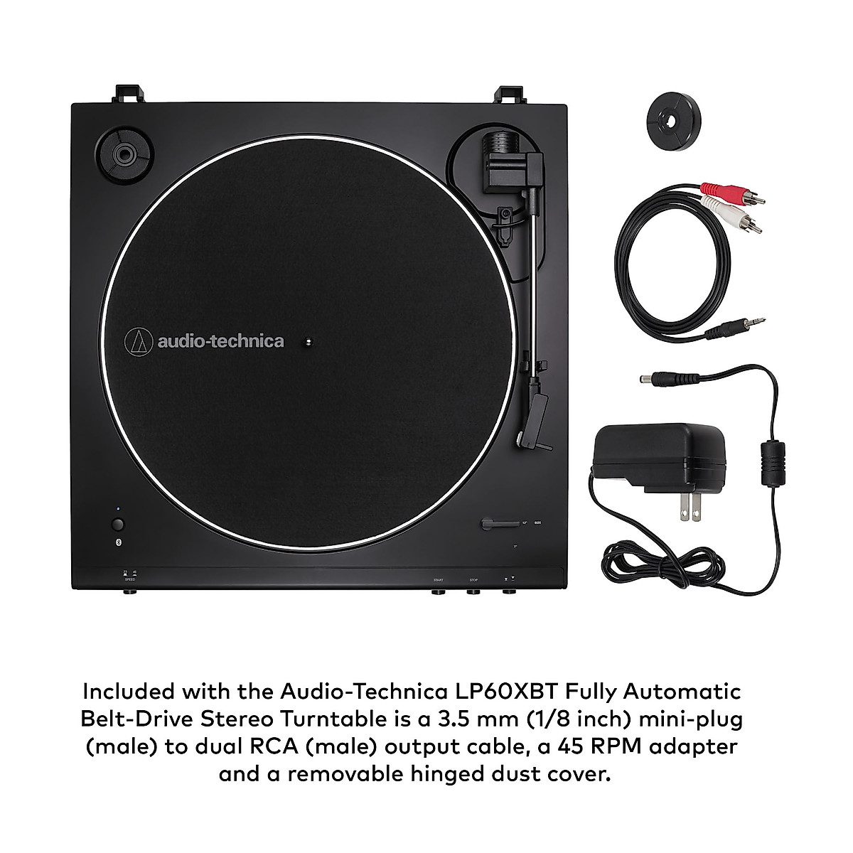 Audio-Technica AT-LP60XBT Bluetooth Stereo Turntable (Black) Bundle with 3' Powered Bluetooth Studio Monitors - Pair (2 Items)