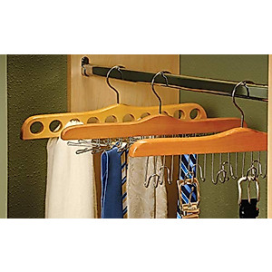 Natural Finish Wood Scarf Hanger with 10 Holes and Chrome Hardware in 17 1/2" Length X 3/4" Thick, 1 Hanger