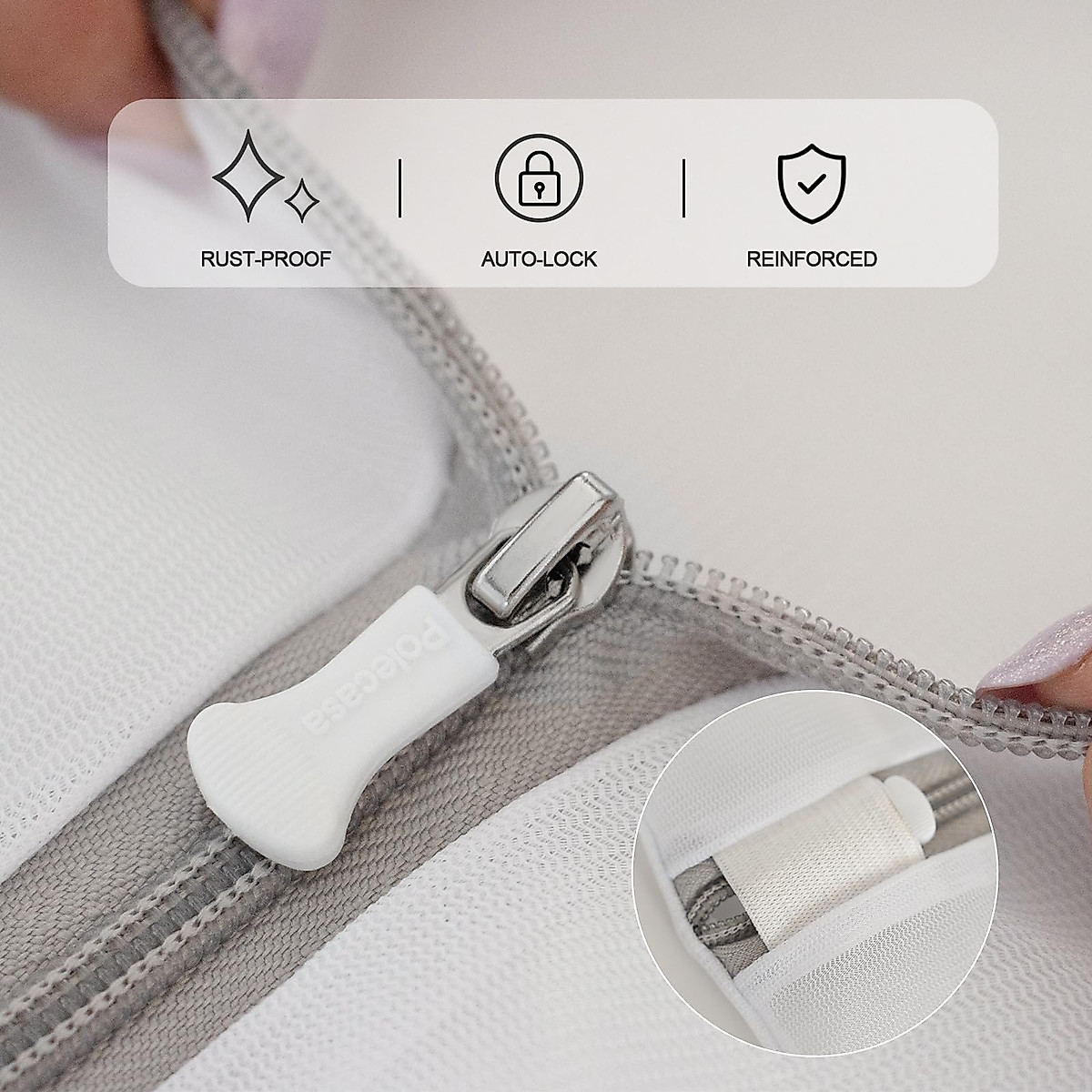 Polecasa 5 Pack Durable Fine Mesh Laundry Bags with Premium Zipper and Hanging Loop for Lingerie and Delicates, 1 XXL, 1 XL, 1 Large, 1 Medium, 1 Small