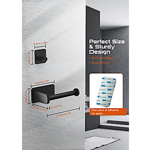 Anfly RV Camper Self Adhesive Toilet Paper Holder with 2 Hanging Hooks for Campers, Bathroom, Kitchen and Bedroom,No Drill/Stick On Toilet Paper Holder Wall Mount, Black