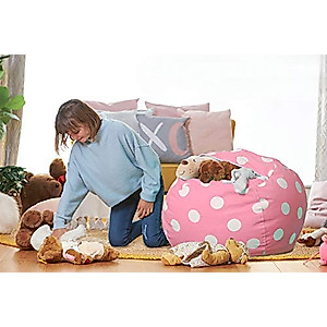 Aubliss Stuffed Animal Bean Bag Storage Chair (Light Pink Dot, Medium (32''))