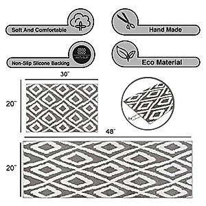 The Sofia Rugs Kitchen Rug Set 2 Piece Absorbent, Non-Slip Kitchen Mats for Floor - Washable Kitchen Runner Rugs and Mats for Bathroom, Laundry Room, Farmhouse Style Gray, 48x20in/30x20in