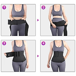 JangBe Waist Trainer for Women with Loop Wrap Around Waist Trainer Plus Size Invisible Workout Waist Trimmer for Gym Black