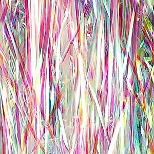 17.6 oz Easter Basket Grass Raffia Plastic Paper Shreds Craft Shredded Confetti Tissue Basket Filler for Easter Spring Party Gift Packing Decoration (Iridescent,Stylish Style)