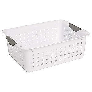 Sterilite Medium Ultra Basket Plastic Storage Bin Organizer - White (Pack of 12)