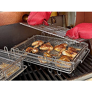 Basquettes for Ovens and Grills - Air-Fry, Crisp, Roast, Rotisserie, Dehydrate, Grill, Smoke. Use as Air Fryer Tray, BBQ Accessory, Crisper. High-Capacity 6-Piece Basket Set