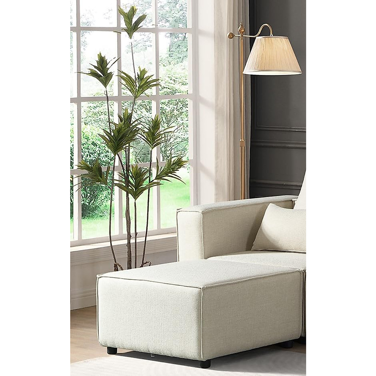 BIOEVER Sofa Modular Sectional Couches Convertible Sofa with Ottoman U Shaped Modern Sofa Sectionals for Living Room,Bedroom and Office(Beige)