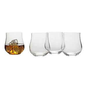 Mikasa Grace Set of 4 Stemless Double Old Fashioned Rocks Glass, 15-Ounce, Clear
