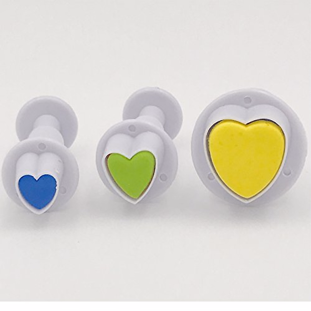 Gobaker Heart Shaped Plunger Cutter Molds Fondant Sugarcraft Cake Cupcake Toppers Decorating Tool DIY Mold, 3-Pack