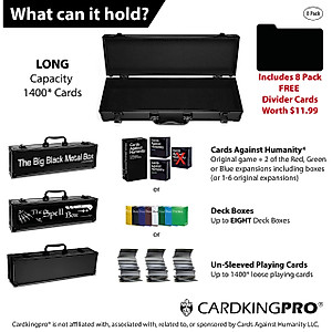 The Big Black Metal Box, Compatible with Cards Against Humanity, Magic The Gathering, MTG, (Game Not Included) | Includes 8 Dividers | (Long Version) Fits up to 1400 Loose Unsleeved Cards
