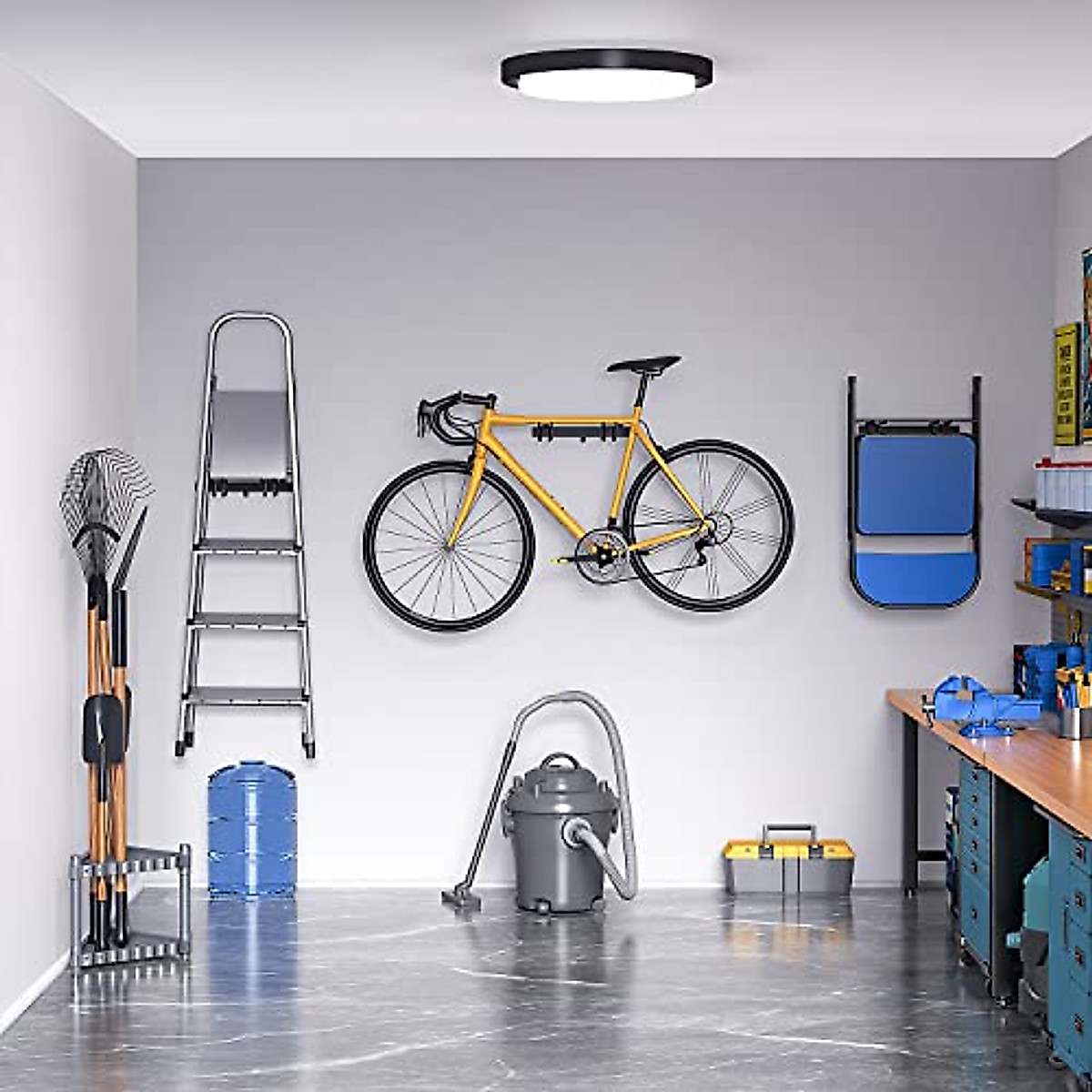 Venkuber Garage Storage, Garden Tool Organizers Wall Mount Broom Holder Shovel Hanger Heavy Duty Shelving Rack Hanging Hooks Power Tool Organization for Yard Shed Basement