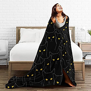 Black Cat Blanket Throw Flannel Fleece Ultra Soft Blanket for Couch Sofa Bed 80"X60"