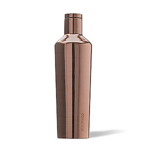 Corkcicle 25 Ounce Triple Insulated Stainless Steel Canteen Metallic Drink Bottle with Screw On Cap for Hot and Cold Beverages, Copper