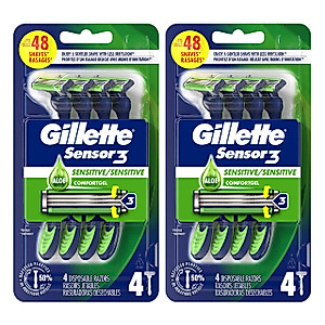 Gillette Sensor 3 Disposable Razors Men's 4 Each (Pack of 2)