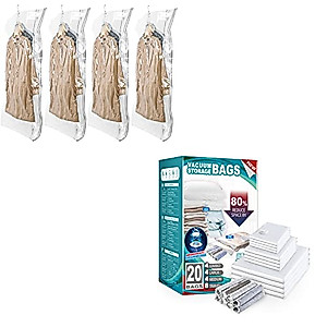 TAILI Hanging Vacuum Storage Bags 4 Pack Long and Jumbo Vacuum Storage Bags Variety 20 Pack, Meet Variety Storage, Saving More Space