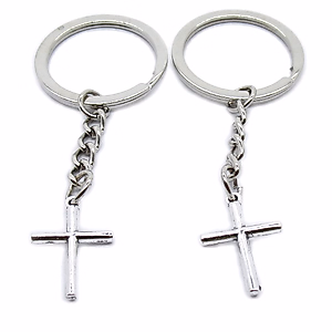 100 Pieces Keychain Keyring Door Car Key Chain Ring Tag Charms Supplies UO8Y4O Jesus Latin Cross