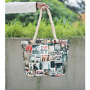 Sailman Canvas Tote Bag for Women, Shoulder Bag for Beach Travel Daily Bags (New York)