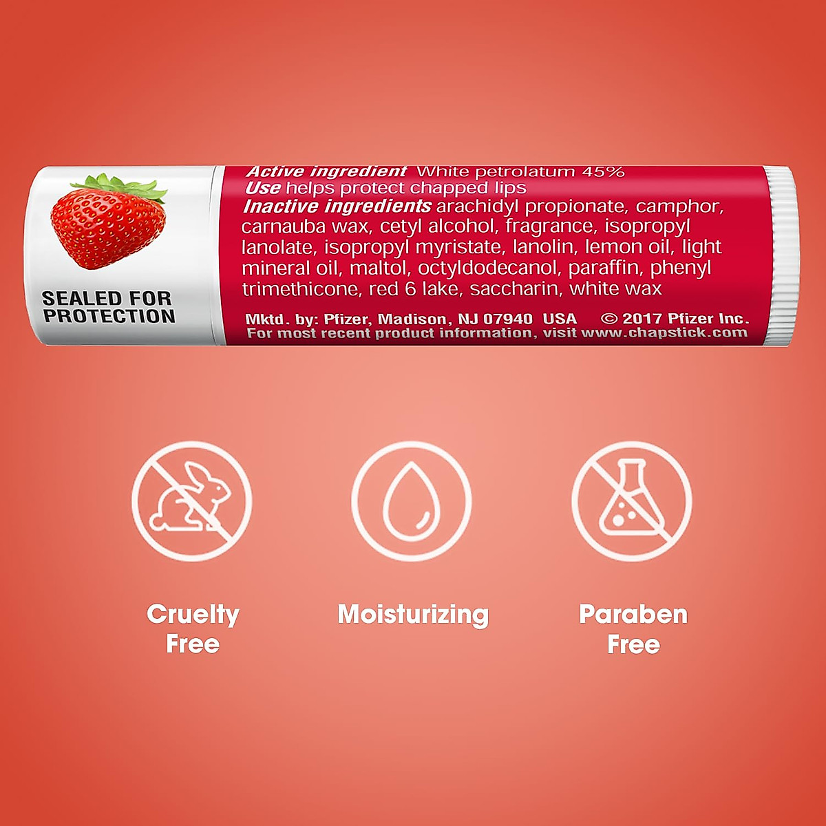 ChapStick Lip Care, Classic Strawberry 12-Count – Bulk Lip Balm, Fruity & Sweet, 0.15 Oz Ea