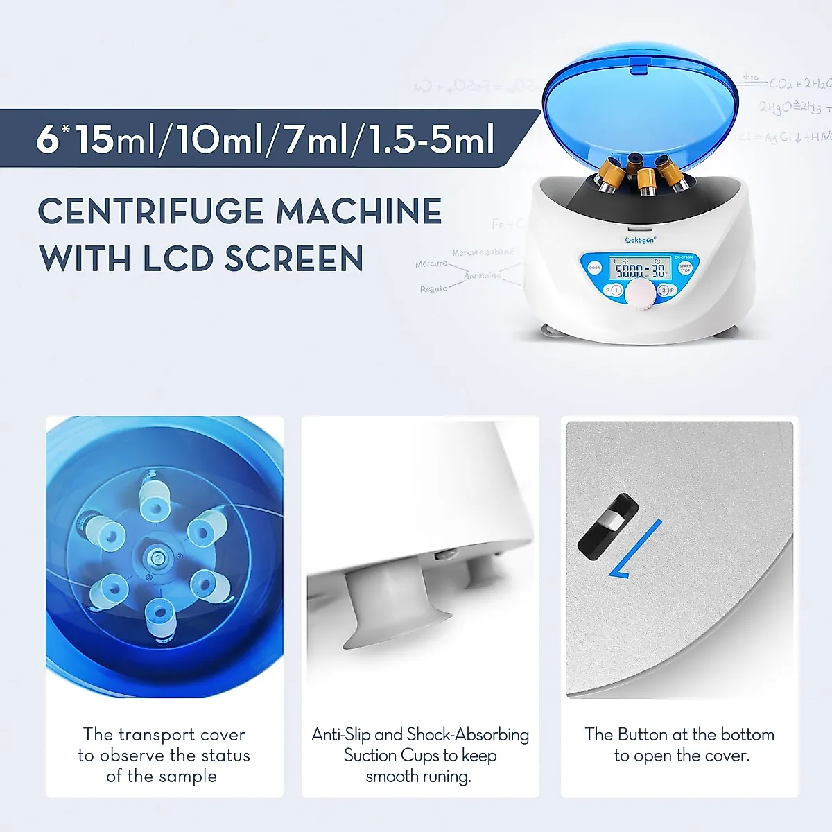 Cekegon PRP Centrifuge Machine 6x15mL/10mL/7mL/1.5-5ml, Benchtop Lab Centrifuges with 300-5000rpm Max. 2600xg RCF for Laboratory College