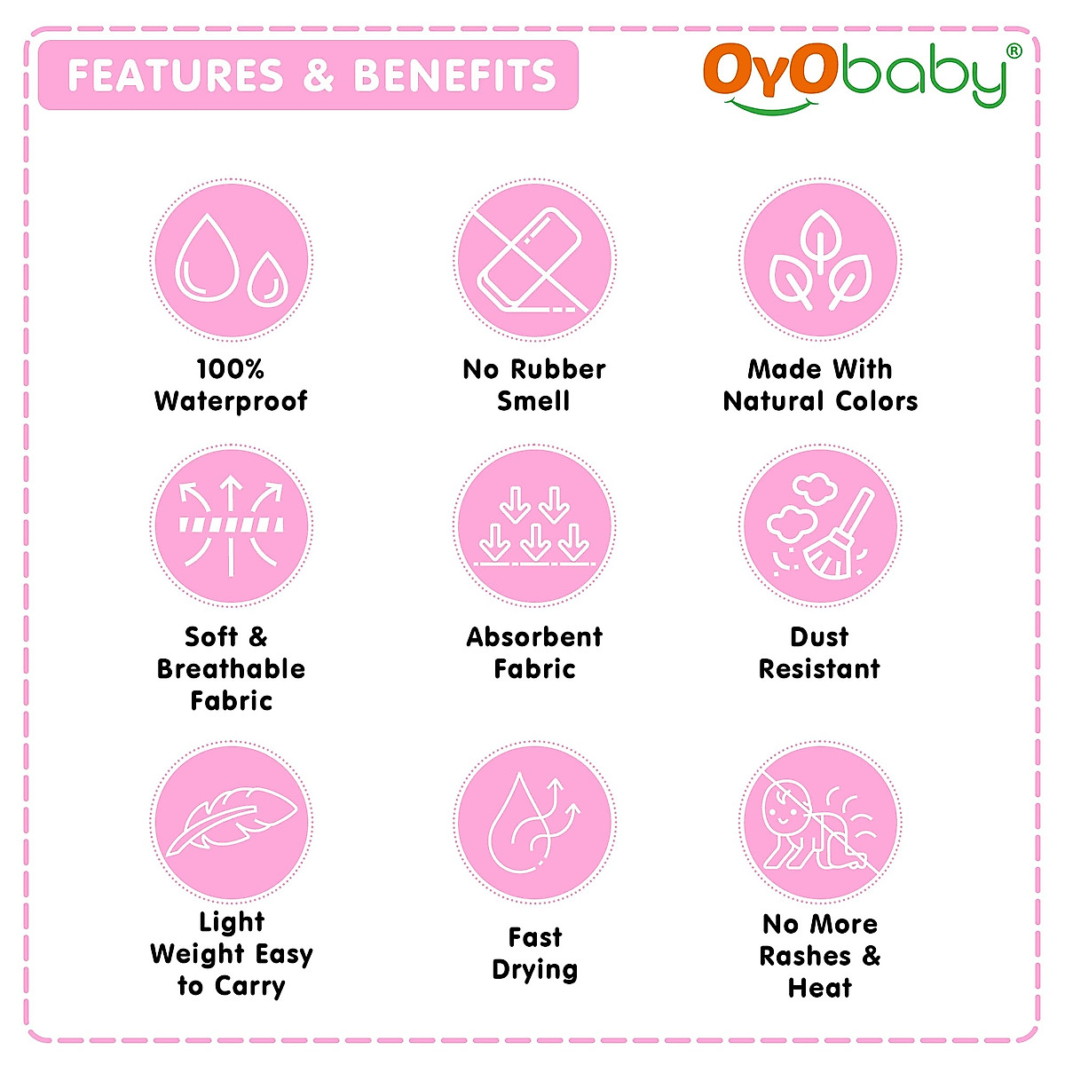 OYO BABY Waterproof Bed Sheet for Crib & Toddler Mattress, Reusable | Washable Cosy Nursery Sheet for Baby Toddler Children and Adults | Polycotton Pink | Small - 28" X 20"
